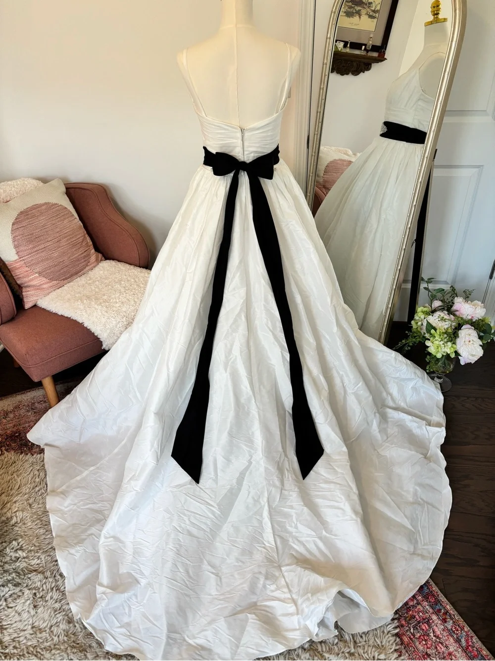 David's Bridal | Dresses | Davids Bridal White Ball Gown With Black ...